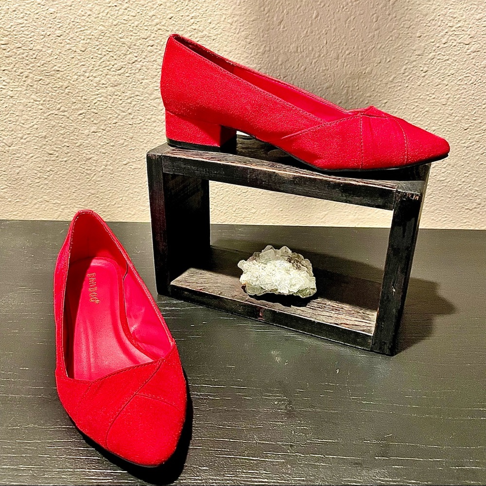Bamboo Red Chunky Block Heel Shoes - Gem